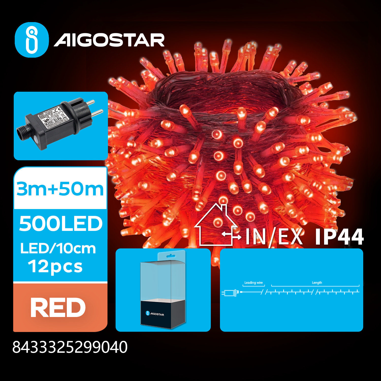 Säsongsbelysning | Belysning | Ljusslinga 500 LED 50 m Röd ...