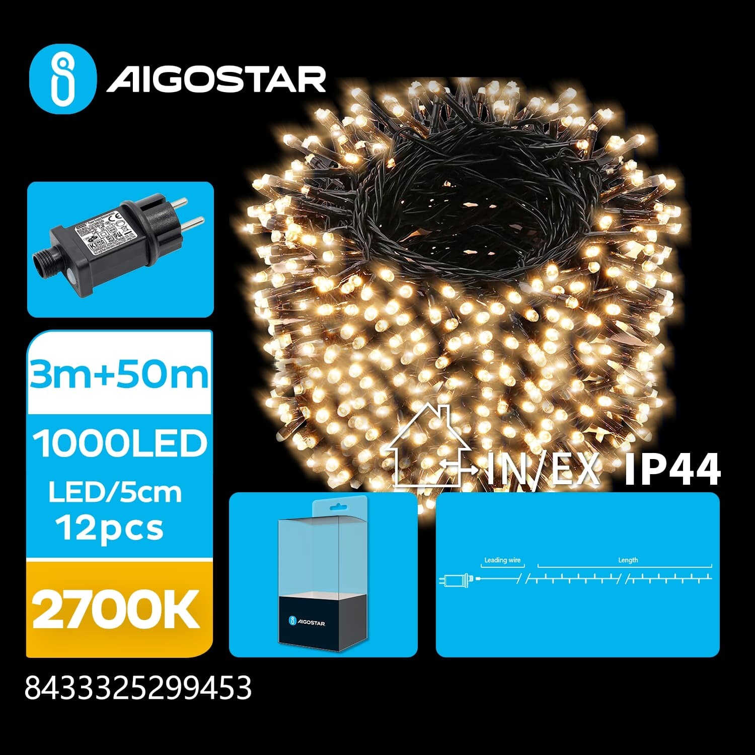 Säsongsbelysning | Belysning | Ljusslinga 1000 LED 50 m Varmvit 2700K ...